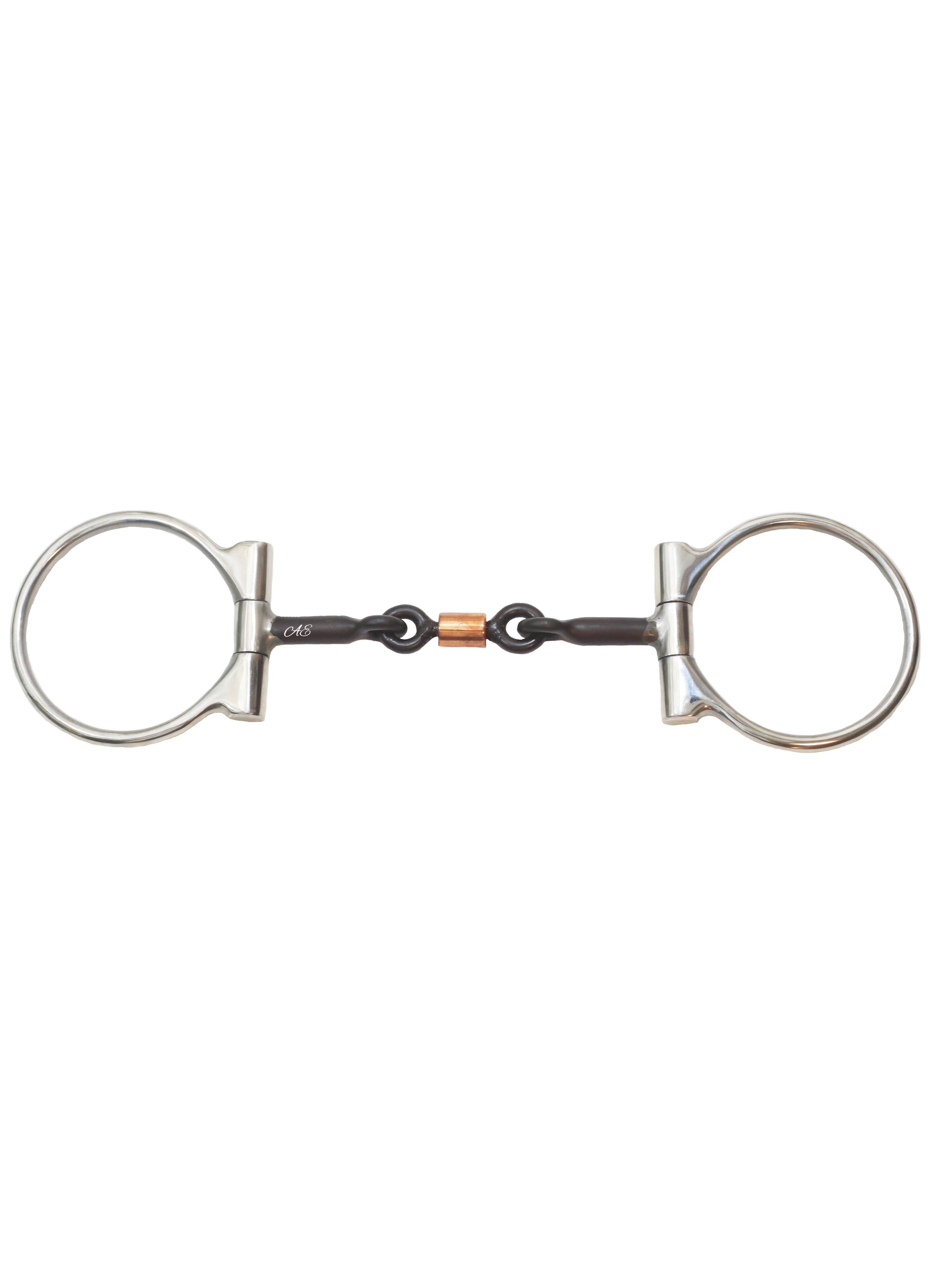"Signature" Dogbone Roller Sweet Iron Dee Snaffle Bit w/Copper Inlay ...